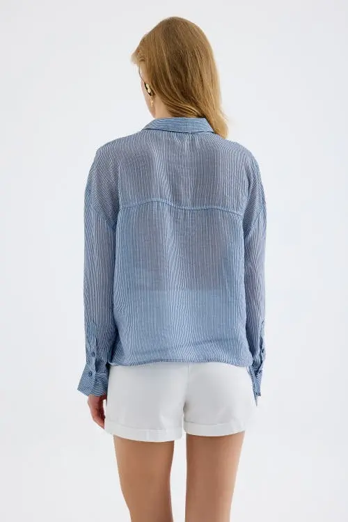 MONLICIA Rosalie Viscose Striped Relaxed Shirt