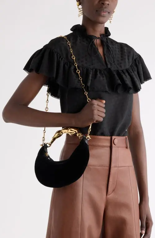 Chloé Chain Horse Crescent Bag - Black