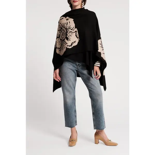 FRANCES VALENTINE Ginny Wrap Carefree Chrysanthemum - Black/camel