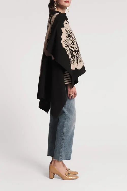 FRANCES VALENTINE Ginny Wrap Carefree Chrysanthemum - Black/camel