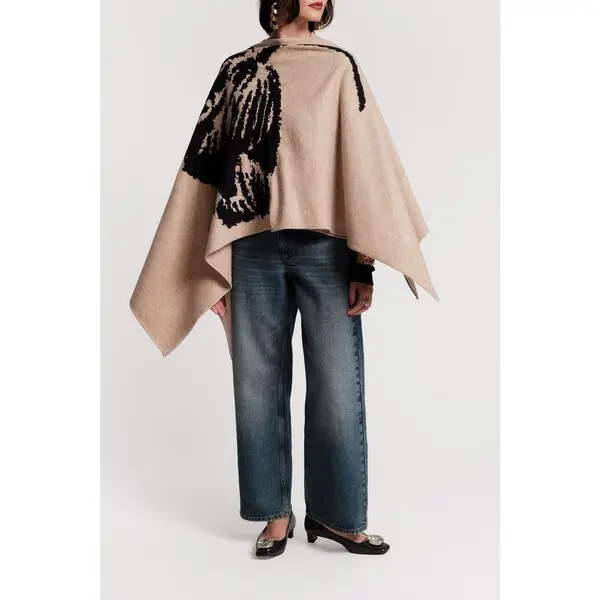 FRANCES VALENTINE Ginny Wrap Carefree Chrysanthemum - Camel/navy