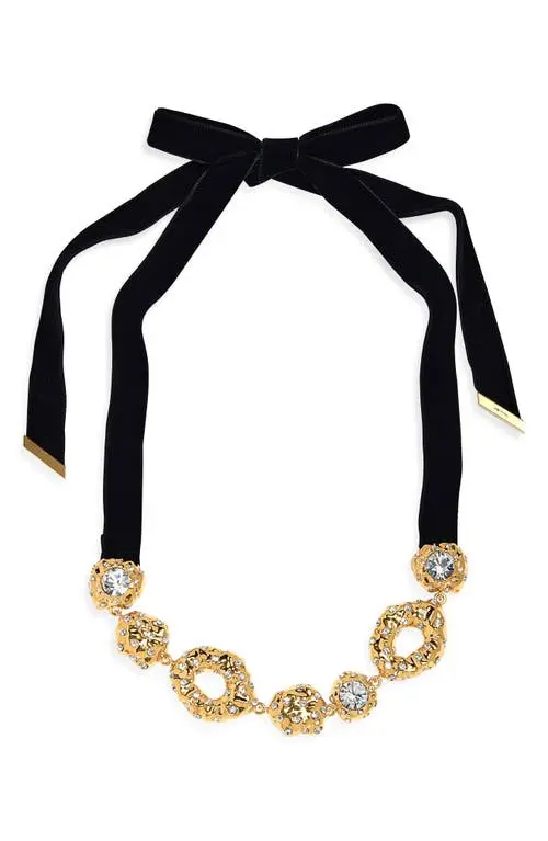 Oscar De La Renta Hammered Stone Velvet Necklace