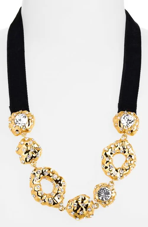 Oscar De La Renta Hammered Stone Velvet Necklace