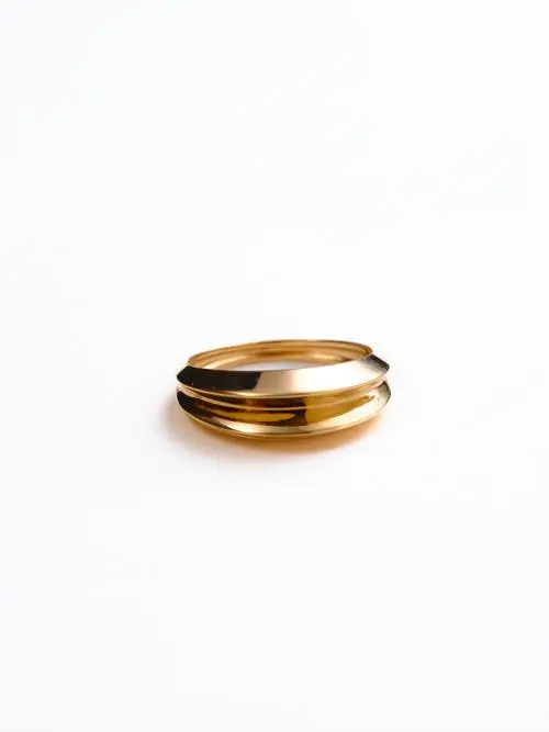THEIR STUDIOS Alfie Groove Dome Ring In 14k Recycled Solid Gold - 7