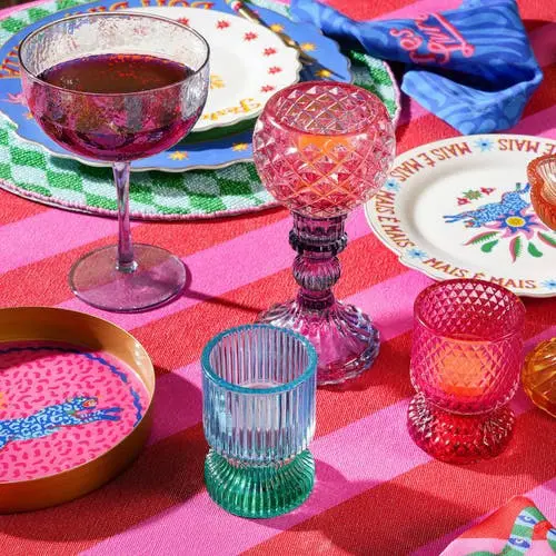 ZSA ZSA ZSU Glass Round Candle Holder And Decorative Object 3 Pcs Set