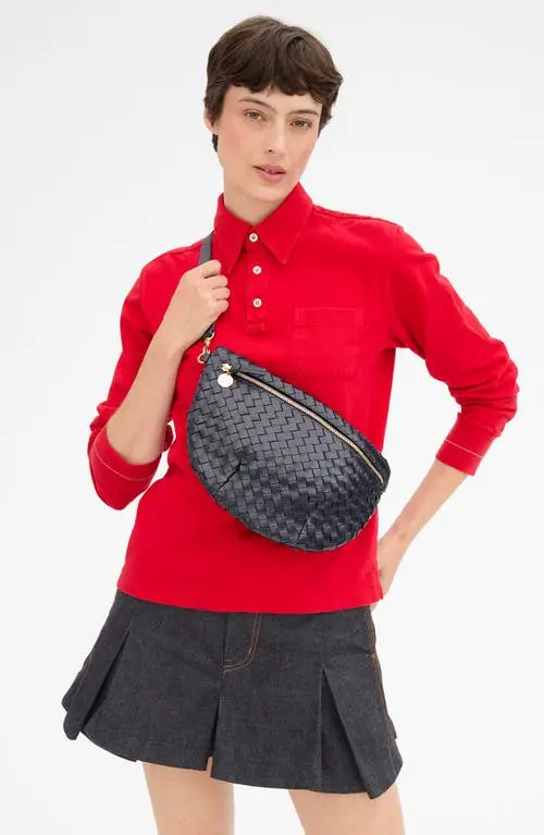 Clare V. Medium Grande Fanny Woven Leather Belt Bag