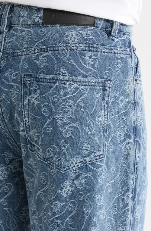 HONOR THE GIFT Floral Jacquard Straight Leg Jeans