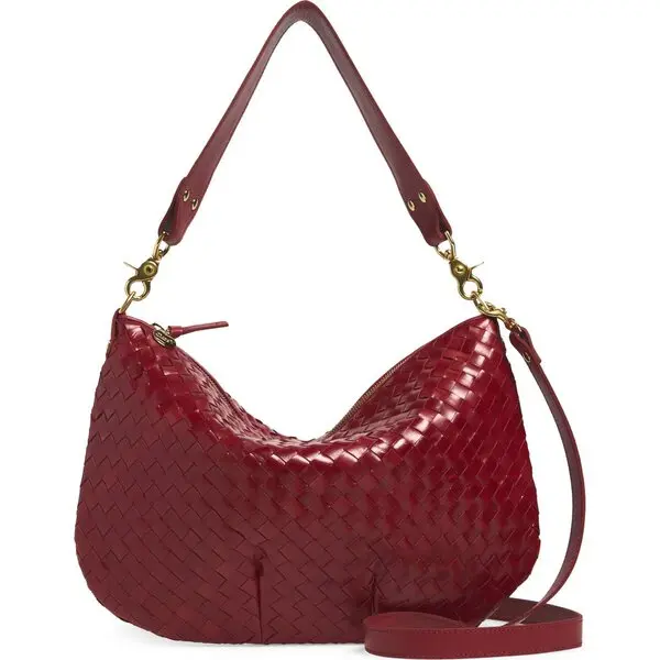 Clare V. Moyen Woven Leather Messenger Bag - Garnet
