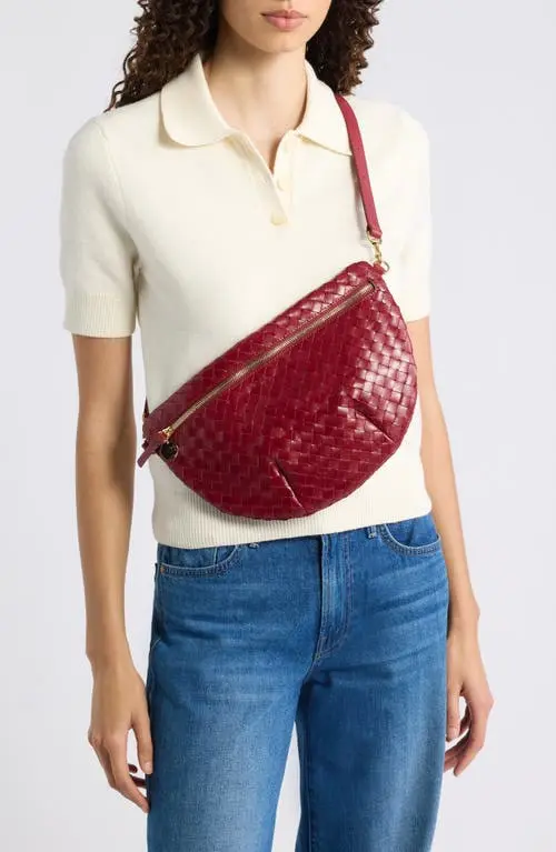 Clare V. Moyen Woven Leather Messenger Bag - Garnet