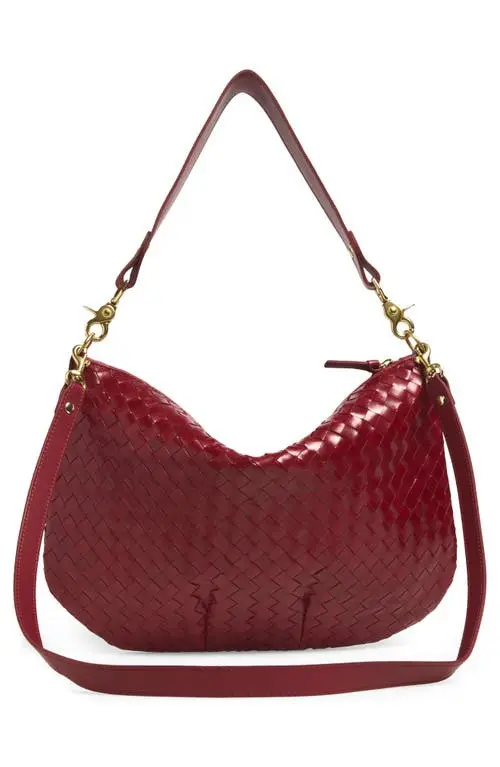 Clare V. Moyen Woven Leather Messenger Bag - Garnet