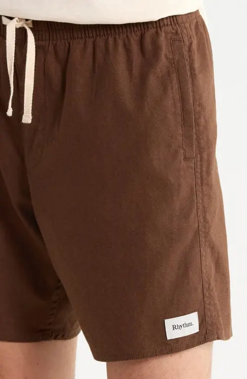 RHYTHM Classic Linen Jam Shorts - Chocolate