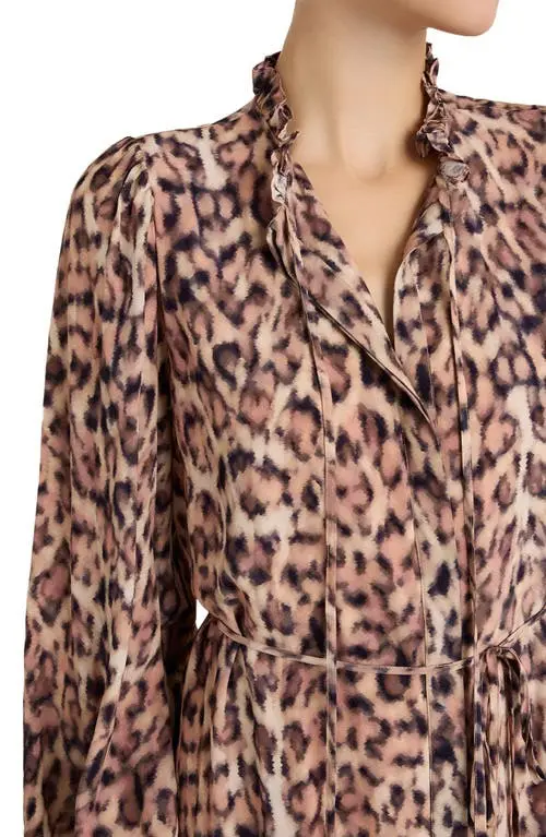 Kobi Halperin Print Tie Waist Long Sleeve Dress