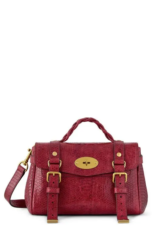 Mulberry Mini Alexa Snake Embossed Leather Satchel - Apple Red