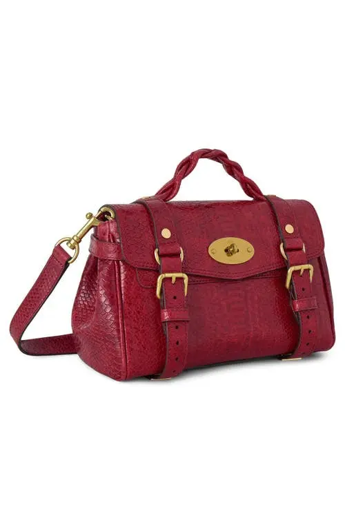 Mulberry Mini Alexa Snake Embossed Leather Satchel - Apple Red