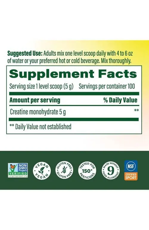 MEGAFOOD Creatine Monohydrate Powder, Micronized & Unflavored Post & Pre Workout Powder, Nsf Certified For Sport