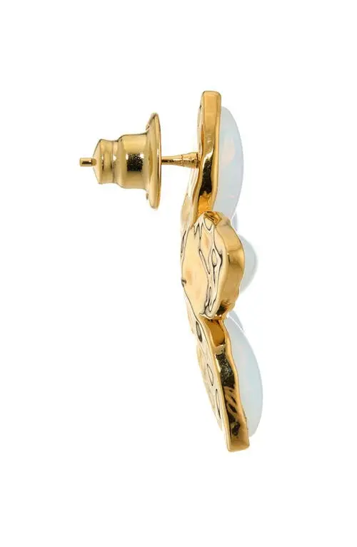 Oscar De La Renta Floral Cabochon Stud Earrings