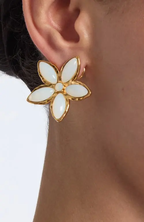 Oscar De La Renta Floral Cabochon Stud Earrings