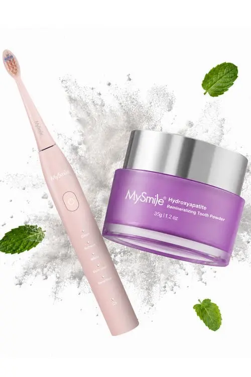 MYSMILE Dy156 Essential Sonic Toothbrush And Nano-hydroxyapatite Tooth Powder Set - Pink
