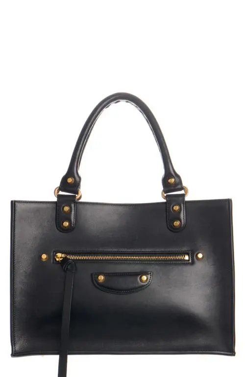 Balenciaga Medium Le City Sleek Leather Tote - 1629 Black/ruby