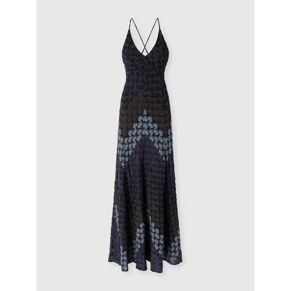 Missoni Long Viscose Lamé Dress With Crossed Straps - Black