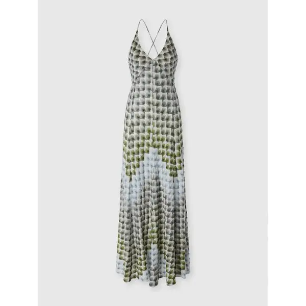 Missoni Long Viscose Lamé Dress With Crossed Straps - Green& Blue