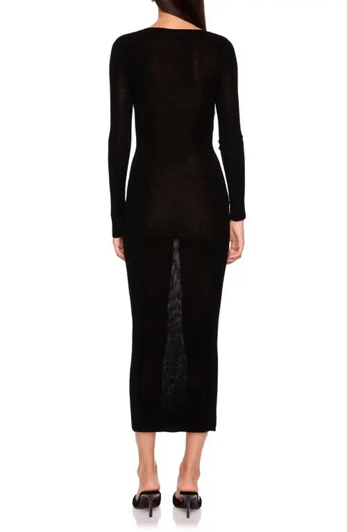 Susana Monaco Merino Wool Henley Long Sleeved Dress - Black