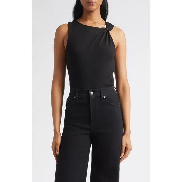 Veronica Beard Deylin Twist Shoulder Rib Tank