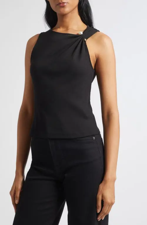 Veronica Beard Deylin Twist Shoulder Rib Tank