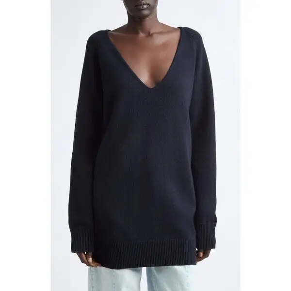 MAISON MARGIELA Wool Blend V-neck Sweater - Navy