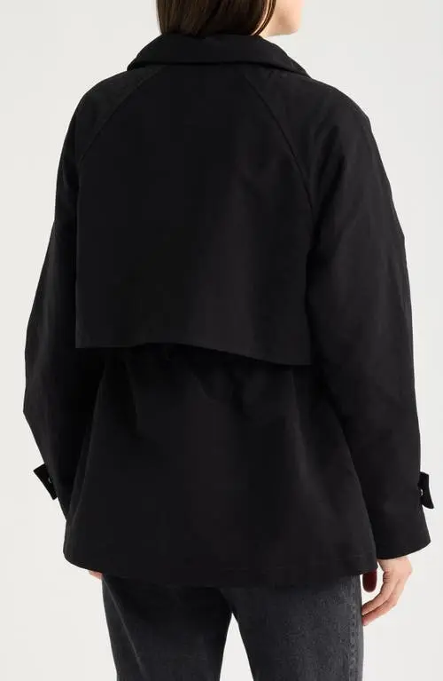 Bernardo Stand Collar Raincoat - Black