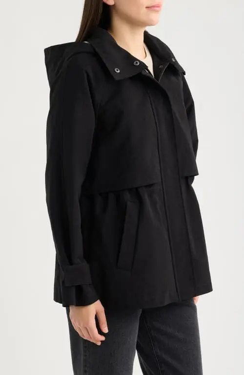 Bernardo Stand Collar Raincoat - Black