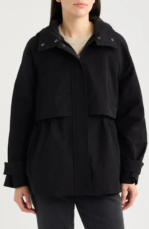 Bernardo Stand Collar Raincoat - Black