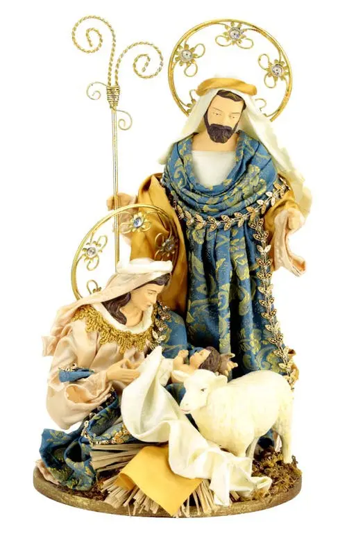 MARK ROBERTS Radiant Holy Family Scene - Medium Blue