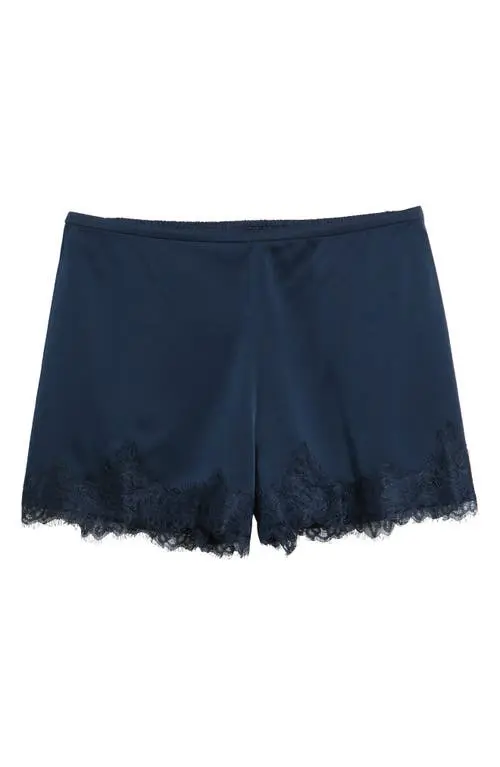WAYF Elaine Lace Trim Matte Satin Shorts