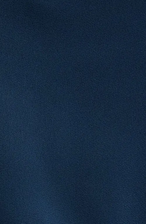 WAYF Elaine Lace Trim Matte Satin Shorts - Navy