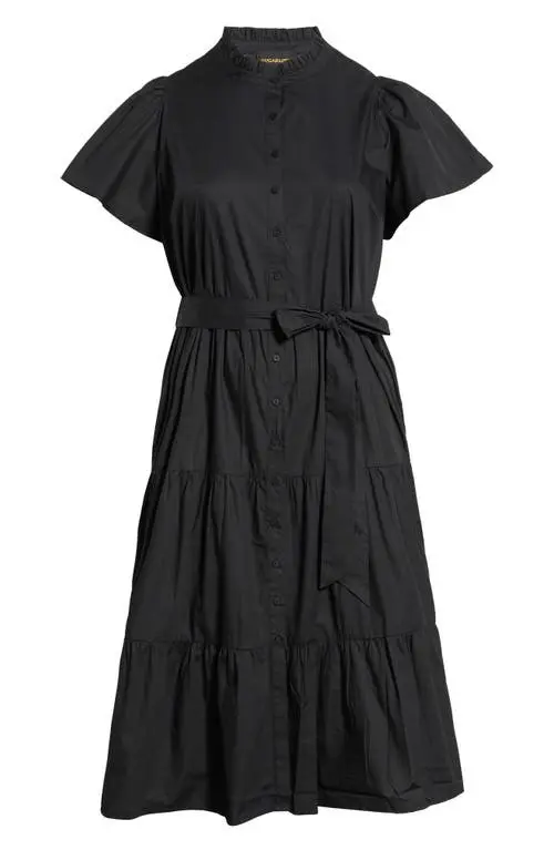 SUGARLIPS Bellucci Cotton Poplin Tiered Dress - Black
