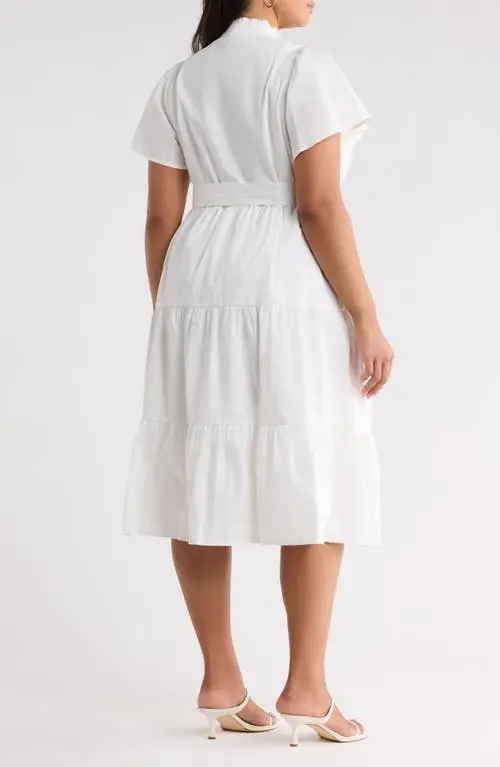 SUGARLIPS Bellucci Cotton Poplin Tiered Dress - White