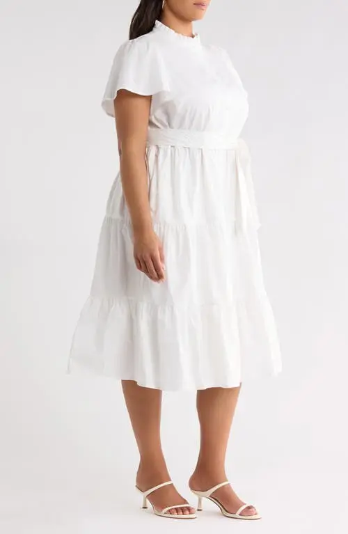 SUGARLIPS Bellucci Cotton Poplin Tiered Dress - White