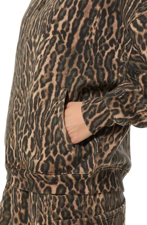 AFRM Cillian Quarter Zip Sweatshirt - Olive Leopard