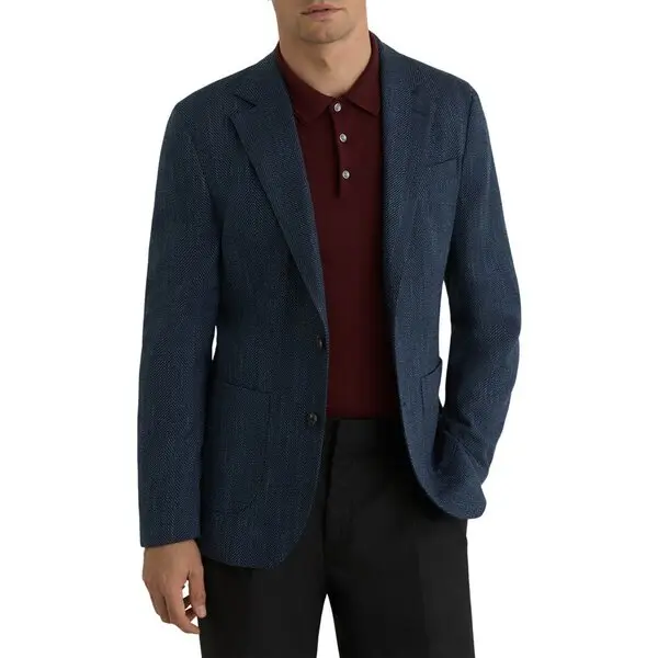 REISS Manci Herringbone Sport Coat - Navy