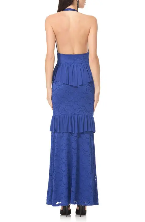 AFRM Athens Silken Lace Halter Maxi Dress