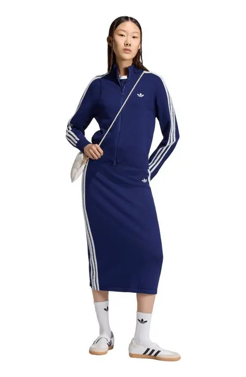 ADIDAS ORIGINALS Three-stripe Knit Midi Skirt - Dark Blue/white
