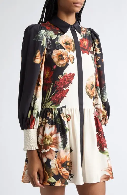 Alice + Olivia Bertha Blouson Sleeve Shirtdress