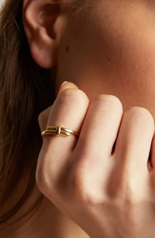 AURATE Unbreakable Crossover Ring - Yellow