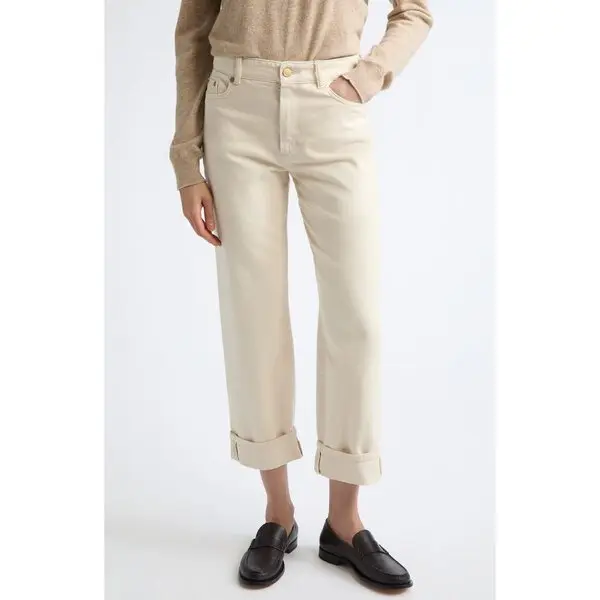 Max Mara Virna Straight Leg Jeans With Cuffed Hems - Natural