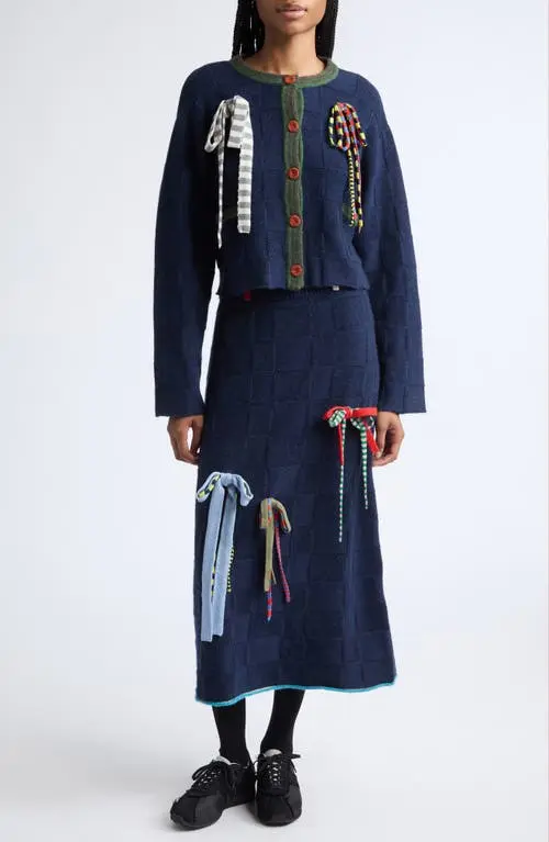 YANYAN Multicolored Bow Lambswool & Cotton Cardigan