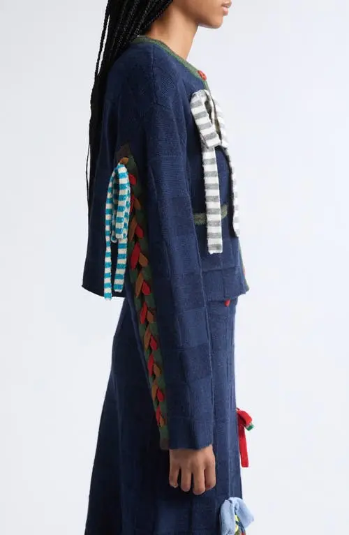 YANYAN Multicolored Bow Lambswool & Cotton Cardigan