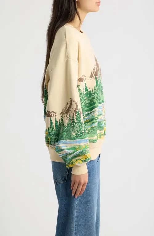 Daydreamer Campsite Scene Graphic Oversized Sweatshirt