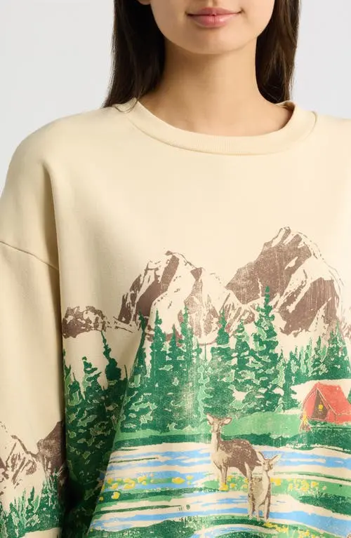 Daydreamer Campsite Scene Graphic Oversized Sweatshirt