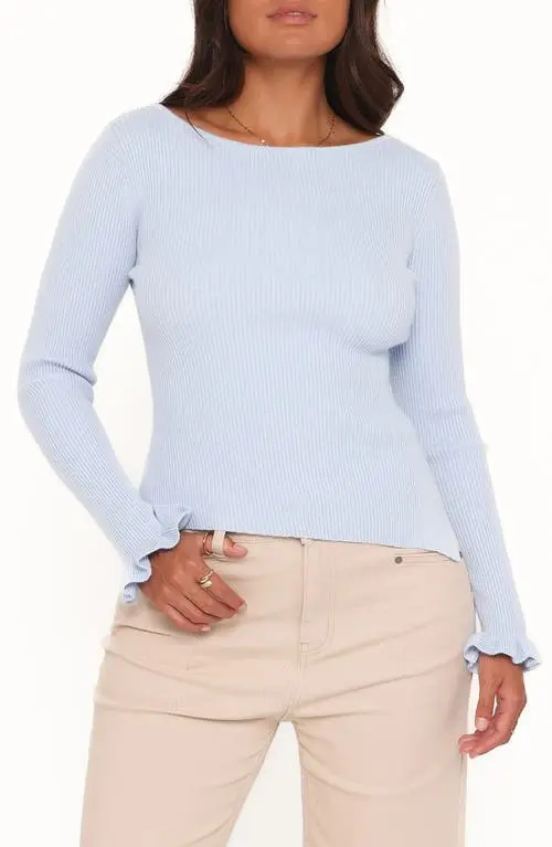 PETAL & PUP Fiana Ruffle Cuff Rib Sweater - Ice Blue